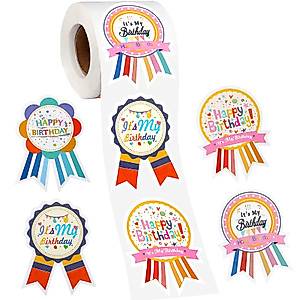Outus 300 Pieces It's My Birthday Stickers Roll Happy Birthday Badge Stickers for Kids Home Classroom Birthday Gifts Party Decoration