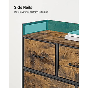 SONGMICS Dresser for Bedroom, Chest of Drawers, 7 Fabric Drawers with Handles, Rustic Brown and Black ULTS137B01