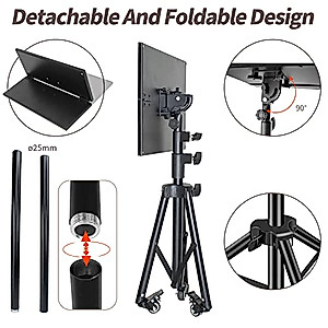 PPH-Sisy Projector Stand with Wheels,Foldable Laptop Tripod Adjustable Height Projector Tripod Stand 29 to 73 Inch with Removable Mouse Tray and Phone Holder for Office ,Home, DJ Racks