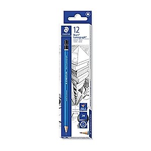 STAEDTLER Mars Lumograph 2H Graphite Art Drawing Pencil, Medium Hard, Break-Resistant Bonded Lead, 12 Pack, 100-2H