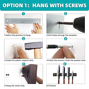 FINDKING Ash Wood Magnetic Knife Strip, Magnet Utensil Holder for Wall, Refrigerator, Wooden Rack for Kitchen Knives, No Drill (Dark Brown, 12 Inches, Without Knives)