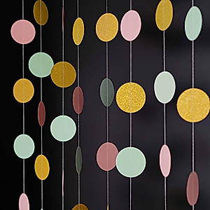 Pink and Gold Hanging Paper Garlands Decorations Mint Green Ceiling Hangings Banners Baby Shower Nursery Wedding Bridal Shower Party Decorations, 26ft