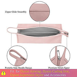 BAGCRAZY Pu Leather Travel Case Travel Case Compatible with Dyson Airwrap Styler, Portable Waterproof Dyson Airwrap Travel Case, Organizer Bag for Shark FlexStyle Attachments Storage, Pink