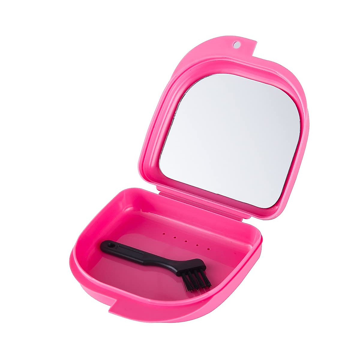 Retainer Case with Mirror, Mouth Guard Case, Orthodontic Dental Retainer Box, Denture Storage Container, Comes with a free small brush, 2 Pieces