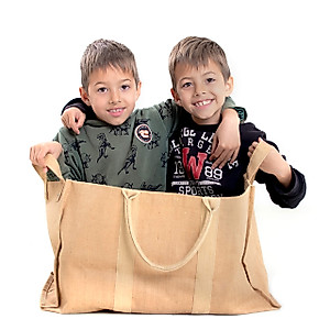 Utility Storage Tote Bag With Four Handles | Heavy Duty | Extra Large | 23’’L, 11’W, 13,5’’H’ Style-3 Natural Jute