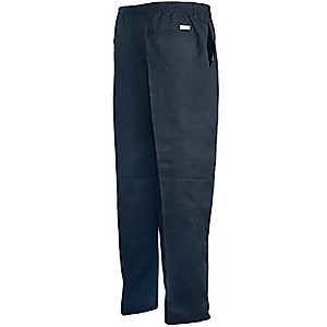 Benefit Wear Mens Full Elastic Waist 5-Pocket Pants with Mock Fly (S, Navy)