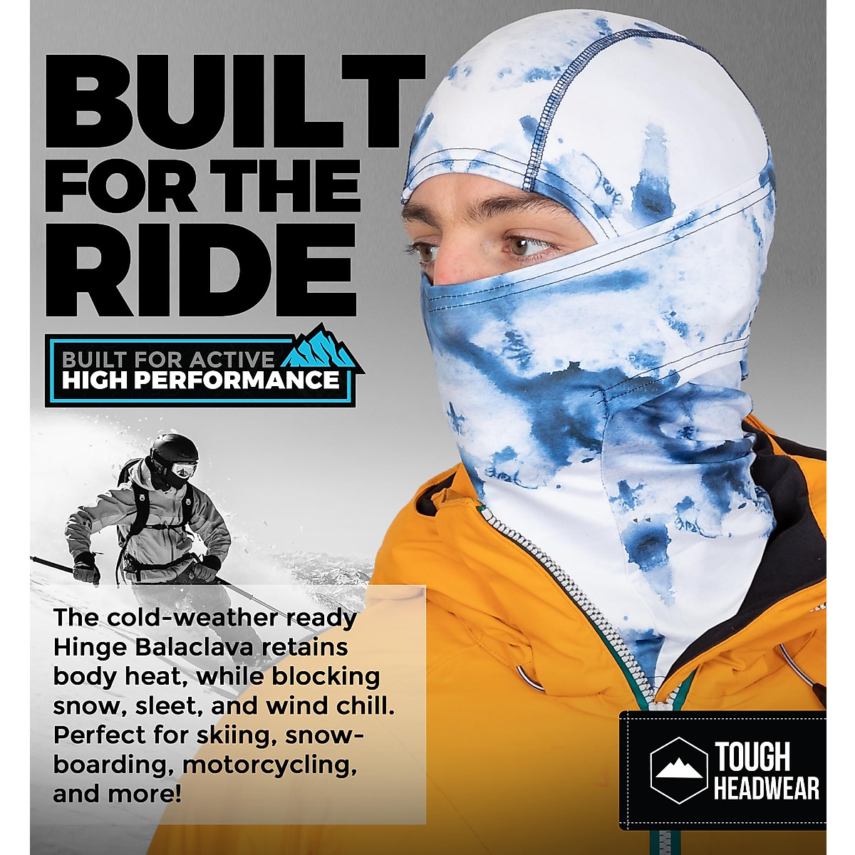 Tough Headwear Black Balaclava Ski Mask - Summer Motorcyle Face Mask, Bike Mask & Shiesty Mask for Men & Women - Blue/White