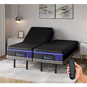 iDealBed S4 Nebula Luxury Hybrid Mattress + 4i Custom Adjustable Bed Sleep System, Comfort, Cooling & Support, Advanced Silent Operation, Massage (Medium Firm, Split Queen)