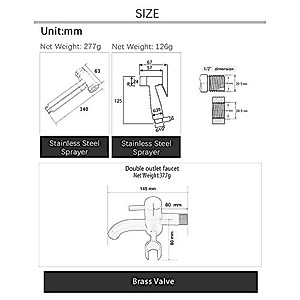 MINJING Bidet Faucet, Single Cold Toilet Hand Held Bidet Sprayer, Brushed Gold Solid Brass Douche Kit, Stainless Steel,A Set