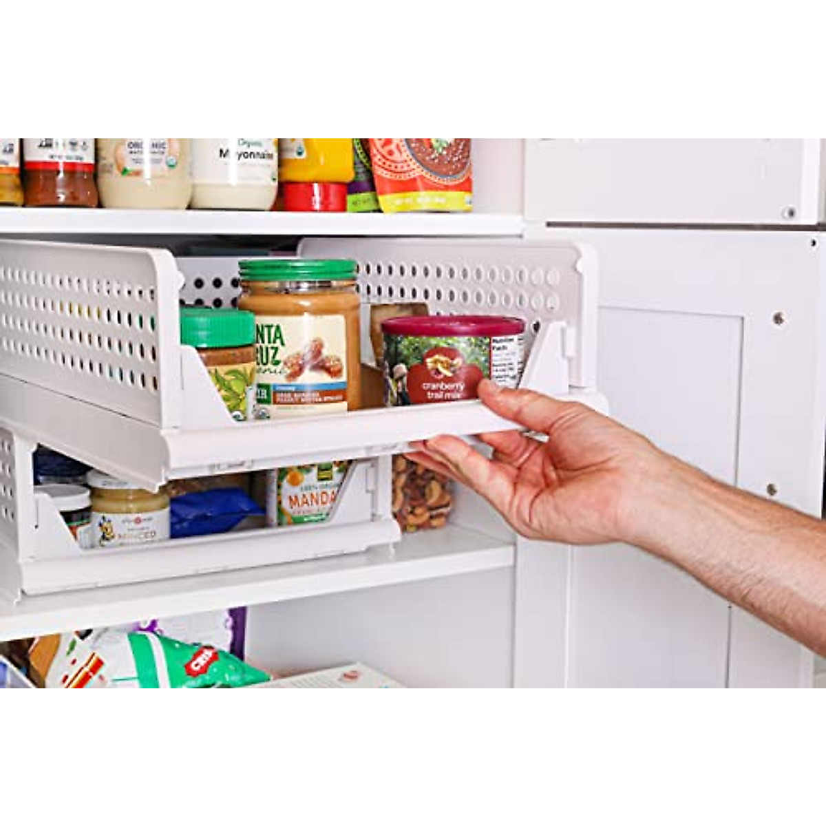 Bee Neat Plastic Stackable Storage Drawers and Closet Storage Bins for Clothes, Food, Snacks, Vegetables and Toys - Plastic Closet Organizer & Drawers for Storage Organizer - 2 Pack Large - White