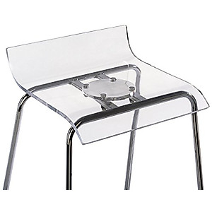 Displays2go Set of 4 - Modern Bar Stools with Clear Acrylic Seat, Backless, Stackable, Polished Chrome Legs