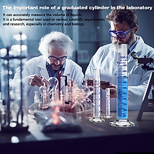 Thick Glass Graduated Cylinder Measuring Liquid Lab Hexagon Base Cylinders Come with Cylinder Brush (Glass, 50ML)