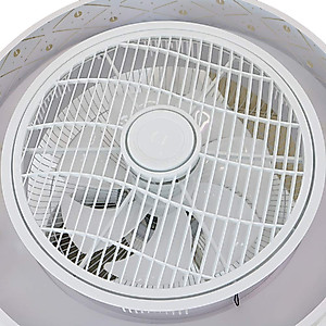 Modern LED Semi Flush Mount Light with Fan,22 Inch Ceiling fan Light with Remote Control,Hollow Shade Design,Acrylic Blades,3 Colors 3 Speeds,Enclosed Fan,Quiet Motor,Indoor Fandelier (White-22 inch)