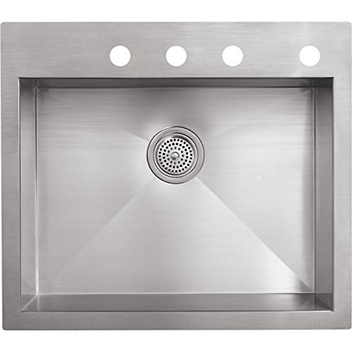 KOHLER Vault 25" Single Bowl 18 Gauge Stainless Steel Kitchen Sink with Four Faucet Holes K-3822-4-NA Drop-in or Undermount Installation, 9 Inch Bowl