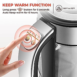 Pukomc Electric Kettle Temperature Control with 5 Presets, 1500W Keep Warm Electric Tea Kettle & 1.7L Hot Water Boiler, Auto-Off & Boil-Dry Protection, BPA Free, Black