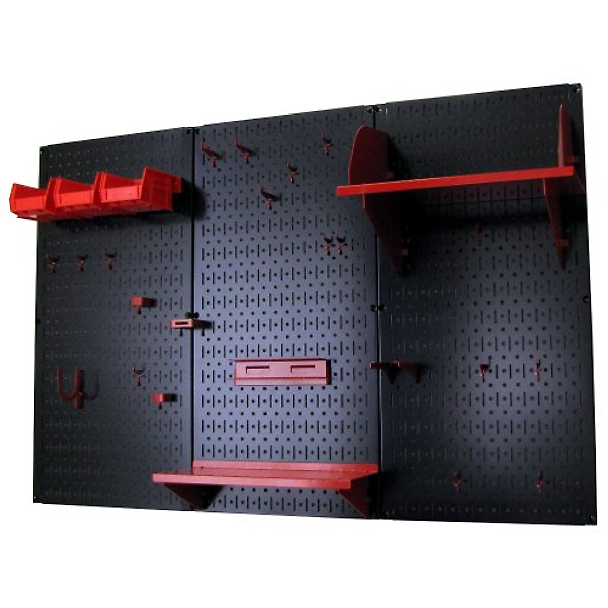 Pegboard Organizer Wall Control 4 ft. Metal Pegboard Standard Tool Storage Kit with Black Toolboard and Red Accessories