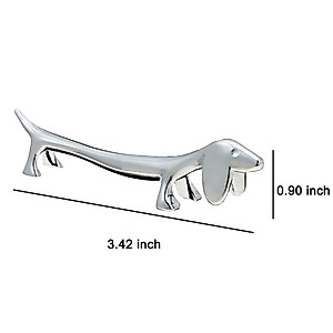 MULHUE 4 Pcs Zinc Alloy Lovely Little Dog Chopsticks Rest Spoons Stand Forks Knifes Holder Rack Stand Metal Craft Table Decoration 4 Pcs (Silver)