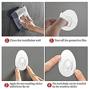 VENUSDALI Wall Hanging Hooks 12 lb (Max) Reusable Heavy Large Self-Adhesive Hook 10 Packaging, Bbathroom Waterproof Sticky Hook, Kitchen Transparent Hook Curtain Door Coat Cap for Easy Organization