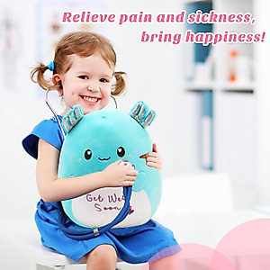 Easfan 13'' Get Well Soon Axolotl Plush Pillow Soft Cute Salamander Plush Get Well Soon Gifts for Kids Patient Feel Better for Women Men