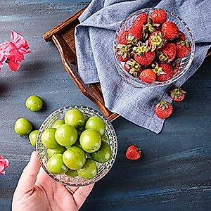 Crystalia Glass Ice Cream Bowls, Crystal Dessert Cups Set of 2, Clear Pedestal Bowls, Small Glass Bowls for Parfait, Trifle, Sundae and Cereal, Footed Desert Cups, Lead-Free Custard Cups