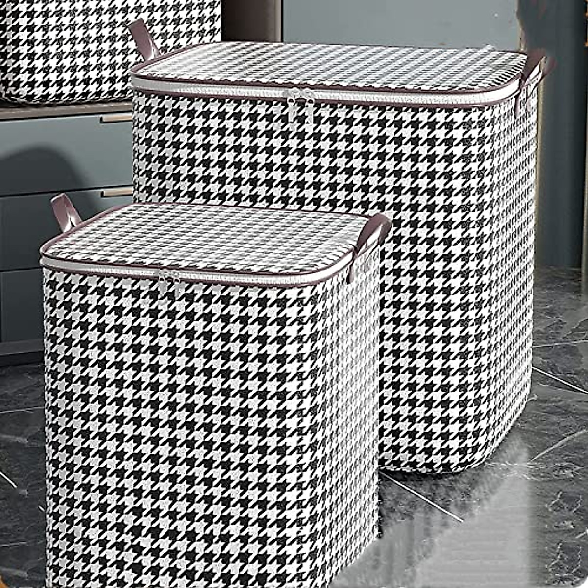 Portable Large Capacity Folding Clothes Wardrobe Sorting Storage Bag - Space Save Lightweight Organizer Box with Reinforced Handle Zipper for Home Office Bedroom Bedding (L(50x50x70cm))