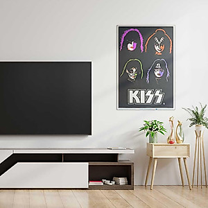 KISS - Four Faces - Officially Licensed, Authentic Blacklight Flocked Poster - 23" x 35"