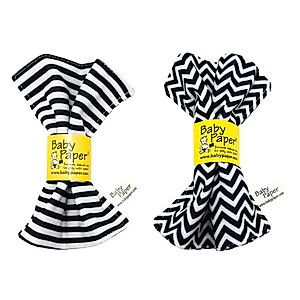 Baby Paper Original Crinkle Sensory Toy | Black and White Stripe and Zig Zag 2-Pack | Crinkle Paper for Babies | Sensory Baby Toys