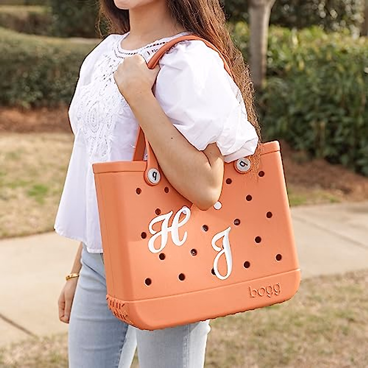 3PCS Letter Charms Compatible with Bogg Bags,2.75 in Large Size Bag Inserts Accessories Decorative Charm for Beach Bag (White, S.)