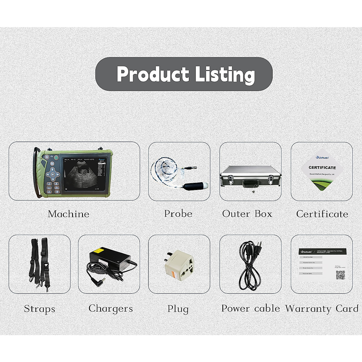 DAWEI Veterinary Ultrasound Machine for Pregnancy Portable Vet Handheld Scanner B-Ultra Sound Lightweight Ultrasound with 3.5Mhz Waterproof Probe for Pig,Sheep,Dog use