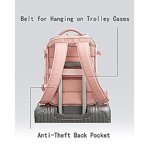 LUCKGLOW Travel Backpack for Women, Pink, Carry on Backpack, Laptop Backpack 15.6 Inch, Travel Essentials, Casual Daypack Backpack