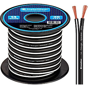 InstallGear 14 Gauge AWG 30ft Speaker Wire Cable - Black (Great Use for Car Speakers Stereos, Home Theater Speakers, Surround Sound, Radio)