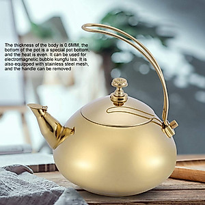 Classical Kettle, 1.5L Stainless Steel Gold Durable Teakettle Fast Water Heating Boiling Pot Teapot for Home Kitchen Office Cafe Shop (Gold)