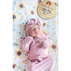 Nana's Little Angels Large Rainbow Double-Sided Baby Announcement Sign 6.5 inch “Hello Baby” Newborn Baby Name Announcement Wooden Sign with Black Paint Marker Birth Announcement Sign for Hospital