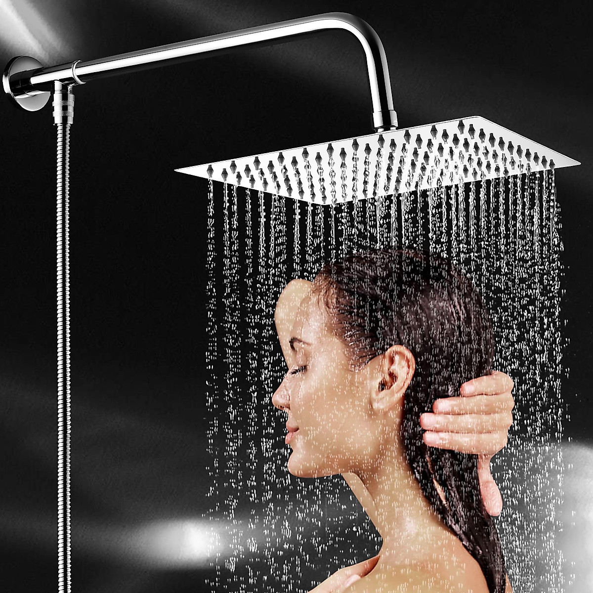HEILAIYI Shower Head Refit, Refit Shower Set, Retrofit Shower Set, Modifyied Shower Set,Hand Shower Refit into Overhead Shower,10 Inch Rain Shower Head Connect to Faucet with Hose & Shunt Valve