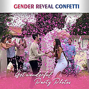 Gender Reveal Confetti Cannon Pink, WERISE Gender Reveal Smoke Bomb Only Pink with Biodegradable Confetti and Powder for Gender Reveal Party Supplies, Baby Girl Shower - 4 Pack (12 In)