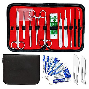 30 Pcs Advanced Biology Lab Anatomy Medical Student Dissecting Kit Set with Scalpel Knife Handle Blades Ideal for Student, Hobby, Taxidermy and More (DES-KIT-110)