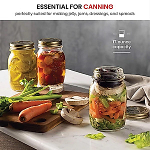 Bormioli Rocco Quattro Stagioni set of 4 Clear Airtight Mason Jars, 17 Oz. Made from BPA Free Durable Glass, Made In Italy.