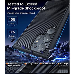 TORRAS Samsung Galaxy S23 Ultra Non-Slip Grip Case - Military Grade, Slim, Shockproof, Anti-Fingerprint, Matte Black