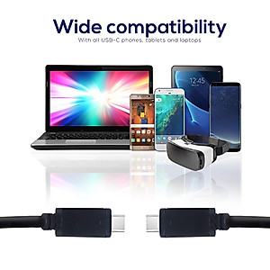 Vebner 20ft USB C to USB C Cable - Extra Long USB Type C - Compatible with Samsung, iPad Pro, Android Devices, Camera Tethering and More (Black)