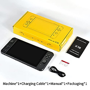 Powkiddy X70 Handheld Retro Game Console 32G 5,500+ Games, ATM7051 900 MHz, 7-Inch IPS Screen Portable Arcade Rechargeable Games Emulators for Kids and Adults (Black)