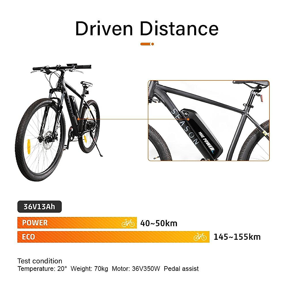 Yose Power Ebike Battery 36V 13Ah Down Tube Battery for 100W-700W Motor with Power Switch, Electric Bicycle Lithium-Ion Battery, Safe Lock, Led Indicator Light, with Base and Charger