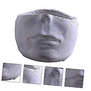 DIKACA Container Succulents Tabletop Desktop Plant Head Vase Houseplants Annuals Face Decor Statue Bonsai Unique Ornament Creative Garden Planter Design Shaped Flower Sculpture Succulent