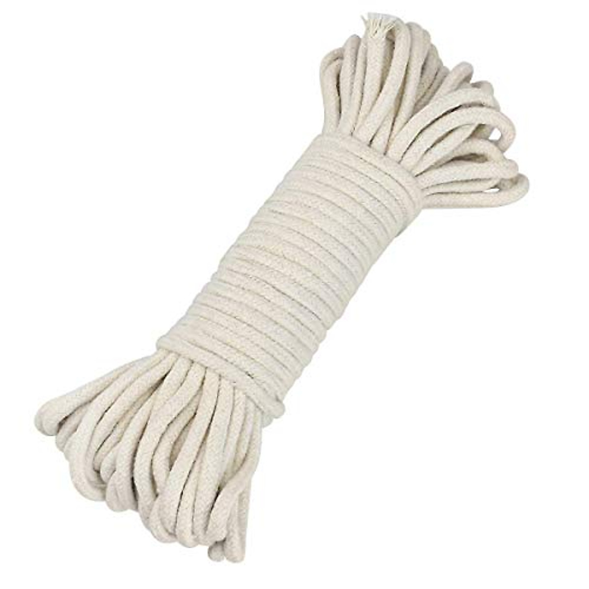 Enenes Craft Rope 1/4 INCH Braided Rope Cotton Rope 65 Feet Clothesline All Purpose Braided Cord for DIY Rope Basket/Mat as Candle Replacement Wick Self Watering Rope for Potted Plants (6MM,32 Feet)