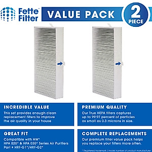 Fette Filter - Air Purifier Replacement Filter Compatible with Honeywell Filter G for HPA020 HPA030 HPA075 HPA080 HPA175 HPA180 Series Air Purifiers. Compare to part HRF-G1 / HRF-G2 (Pack of 2)
