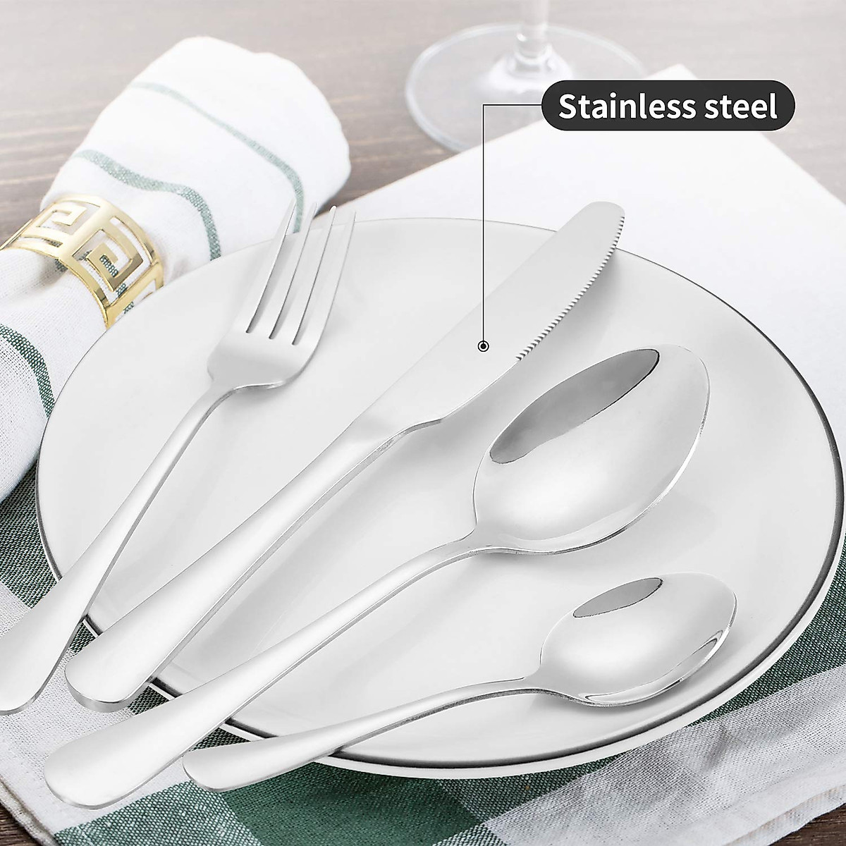 NAMUPIE 24-Piece Stainless Steel Flatware Silverware Set with Premium Gift Box Service for 6, Superior Cutlery Set Suitable for Family Party Includes 6 Knifes/ 6 Forks/ 6 Spoons/ 6 Teaspoons