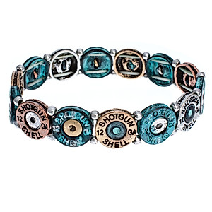 PammyJ Western Shotgun Shell Stretch Bracelet Patina Finish