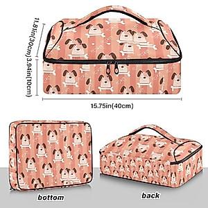 Kcldeci Insulated Thermal Food Carrier Insulated Casserole Carrier for Hot or Cold Food,Cute Dog Heads Insulated Tote Bag for Potluck Cookouts Parties Picnic,Lasagna Lugger