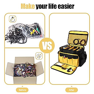 LEFOR·Z Large DJ Equipment Gig Bag Cable File Organizer Bag with Detachable Dividers and Padded Bottom,Travel Music Bag for Professional DJ Gear,Sound Equipment, Musical Instrument and Accessories