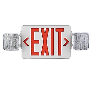 AmazonCommercial Emergency Light Exit Sign, 1-Pack, Exit Combo with Battery Backup, 2 LED Adjustable Heads