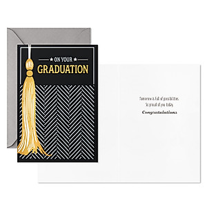 Hallmark Graduation Cards Assortment, Black and Gold, Congratulations Grad (12 Cards and Envelopes, 4 Designs)